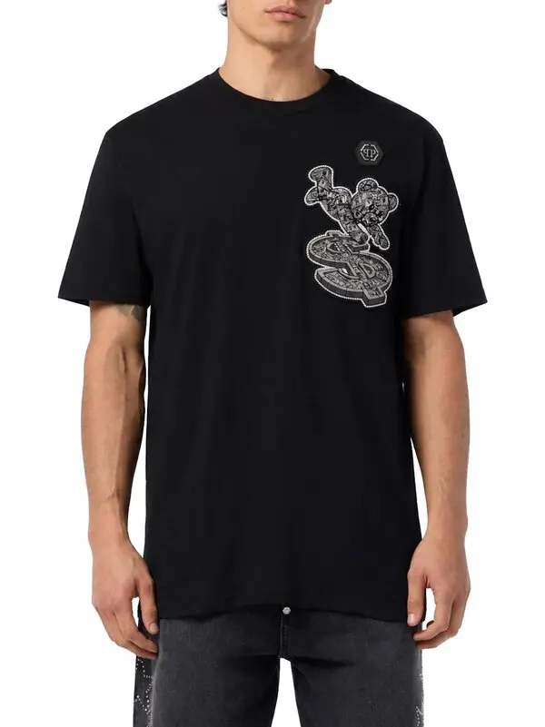Philipp Plein Teddy Bear Print And Hexagon Logo Cotton T-shirt - Black