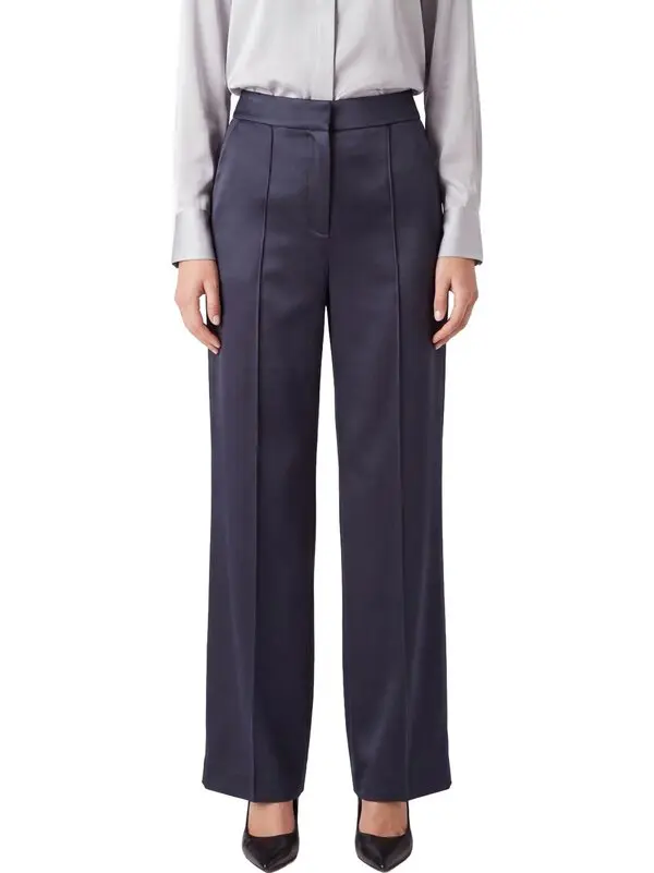 Simkhai Satin Wide-leg Tailored Trousers With High Waist - Black