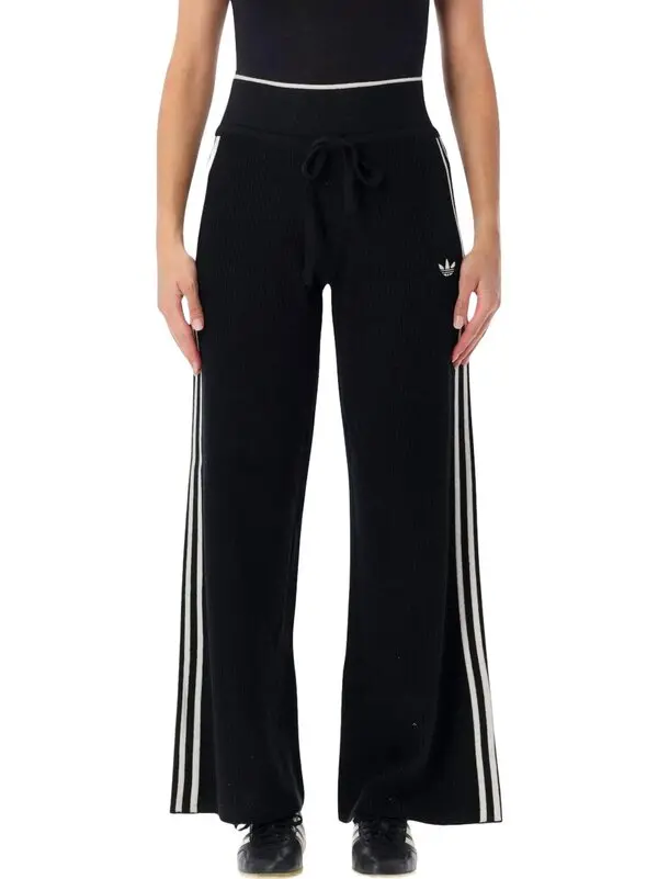 ADIDAS ORIGINALS High-waisted Wool Knit Wide Leg Jogging Trousers - Black