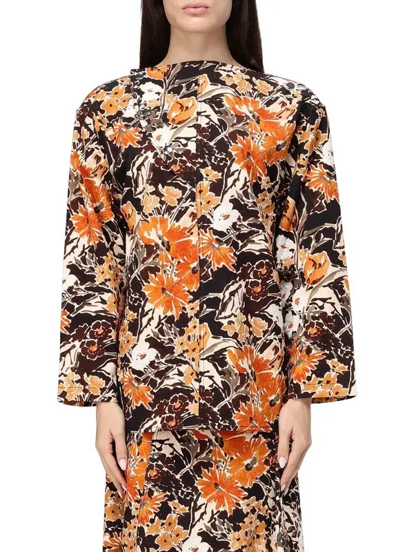 Marni Floral-print Cotton-blend Long-sleeved Top - Multicolor