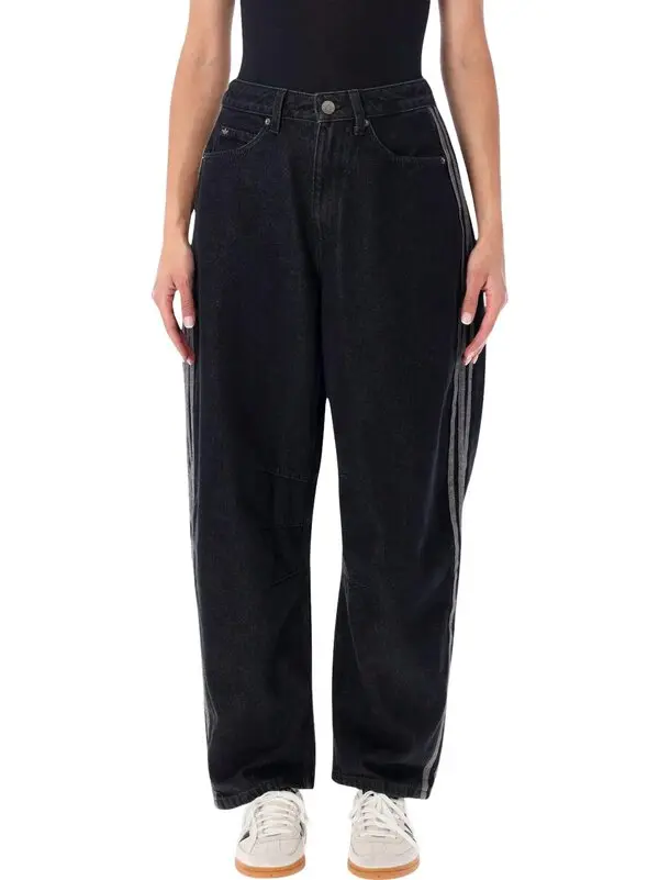 ADIDAS ORIGINALS Low-rise Relaxed Fit Wide-leg Jeans In Denim - Black