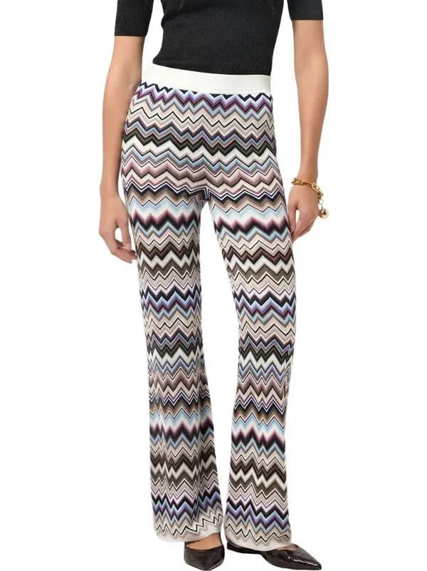 Missoni High-waisted Slim Fit Knit Trousers With Multicolour Zig-zag Pattern - Multicolor
