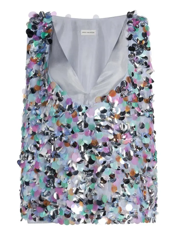 Dries Van Noten Covia Embellished Top - Silver