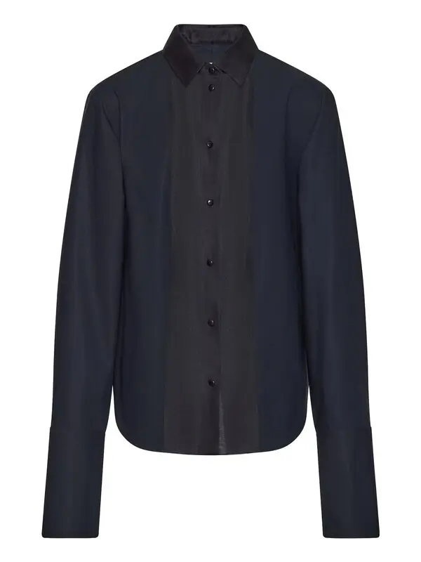 Ossou Brun Sheer-panel Cotton Shirt - Black