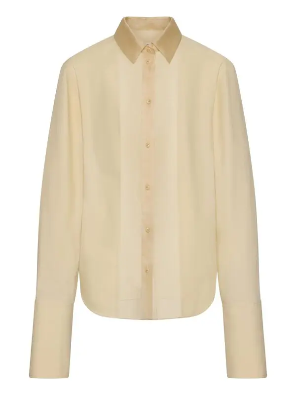 Ossou Brun Sheer-panel Cotton Shirt - Tan