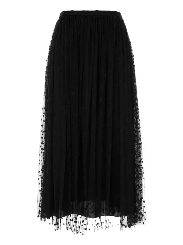 Alberta Ferretti Polka Dot Tulle Maxi Skirt - Black