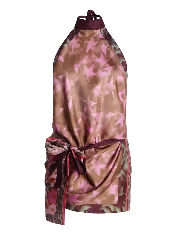 Dries Van Noten Carfy Printed Silk Top - Fuchsia