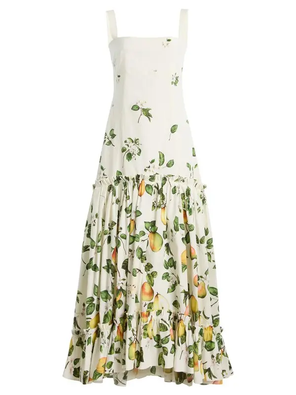 Oscar De La Renta Pear Floral Degradé Poplin Maxi Dress - Ivory
