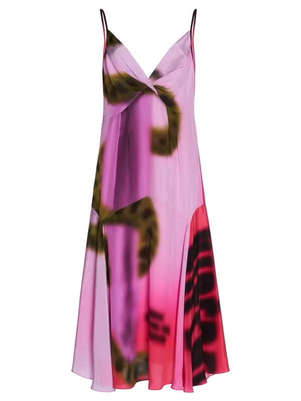 Dries Van Noten Dimitra Printed Midi Dress - Fuchsia