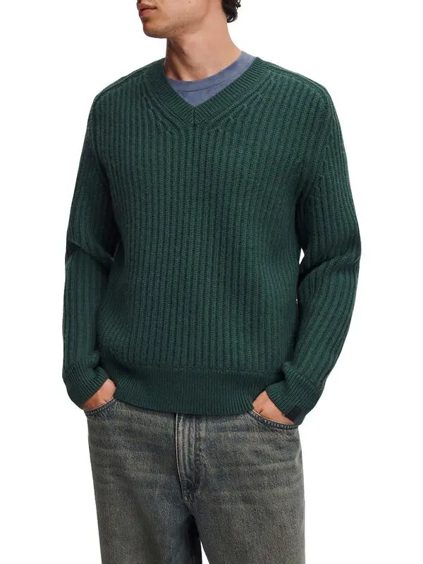 Rag & Bone Theo Cashmere Blend V-neck Sweater - Dkgrn