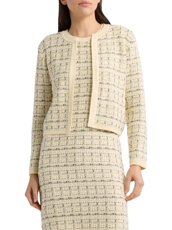 Anne Klein Tweed Open Front Shrug - Ivory Shell