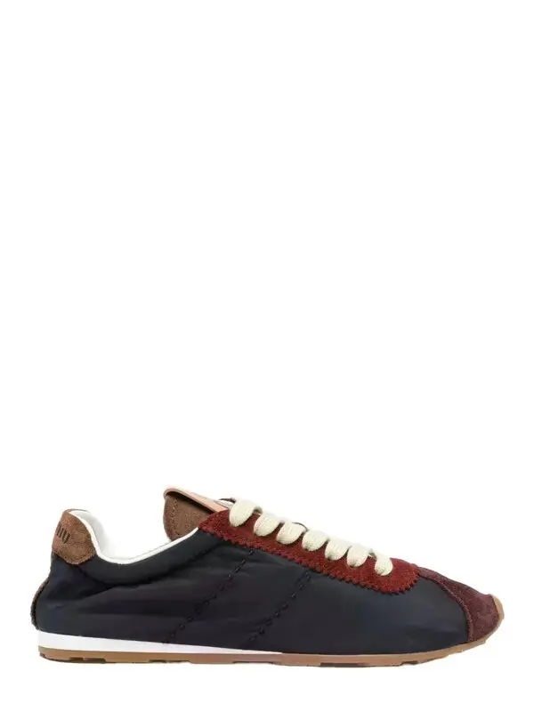 Miu Miu Plume Suede-trim Panelled Sneakers - Blue