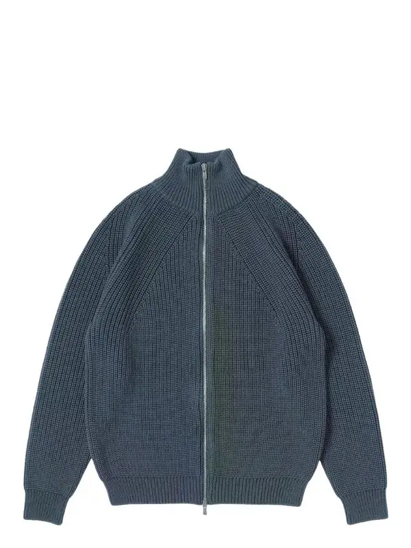 BATONER JAPAN Signature Drivers Knit Ribbed Cardigan - Blue
