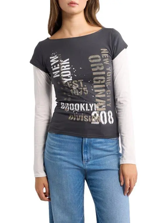 VINYL ICONS Brooklyn Division Twofer Graphic Tee - Phantom