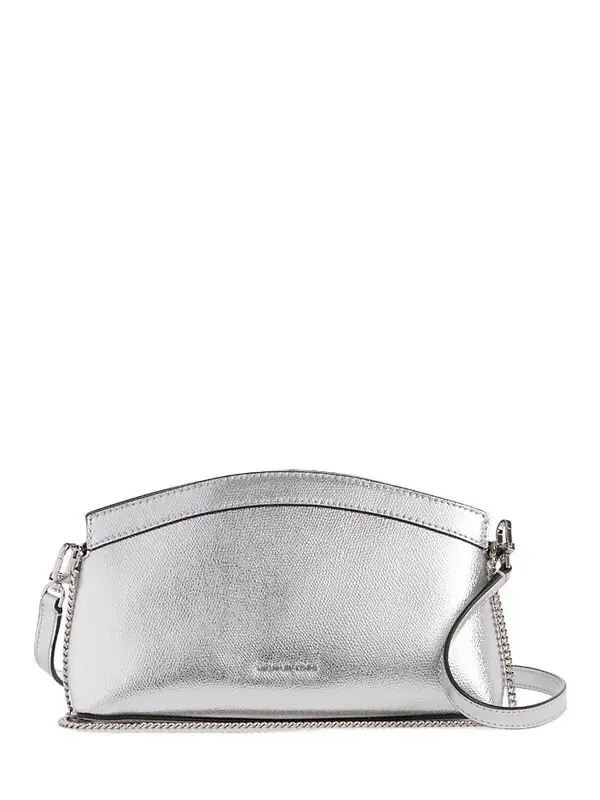 Michael Kors Athena Convertible Leather Crossbody Bag - Silver