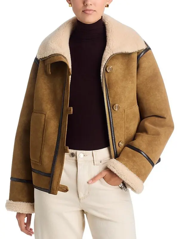 STAND STUDIO Dara Faux Shearling Jacket - Hazel/beige