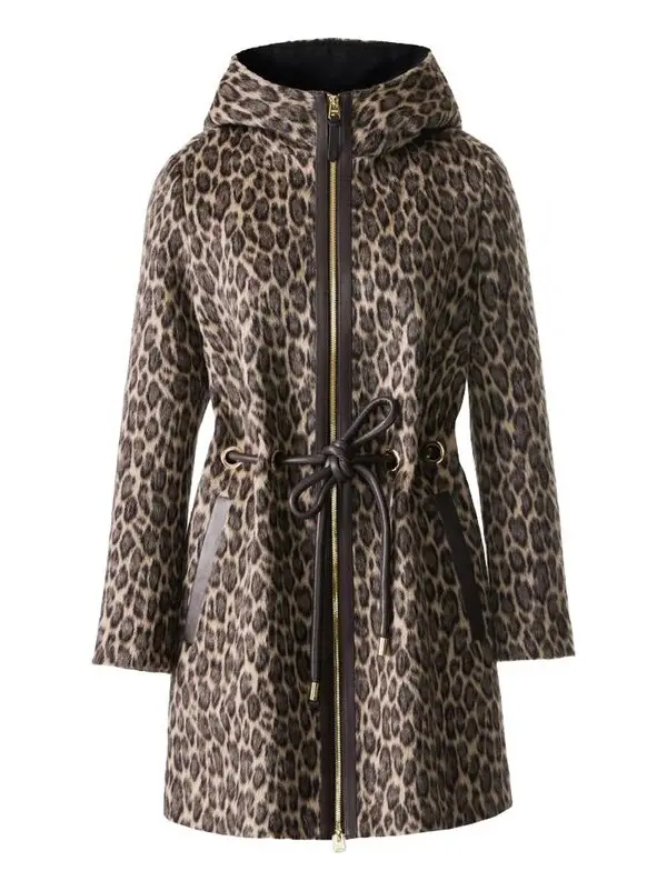 Mackage Blithe Hooded Wool Coat - Light Camel Multi