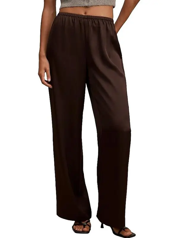 EVER NEW Sara Satin Wide Leg Pants - Chocolate