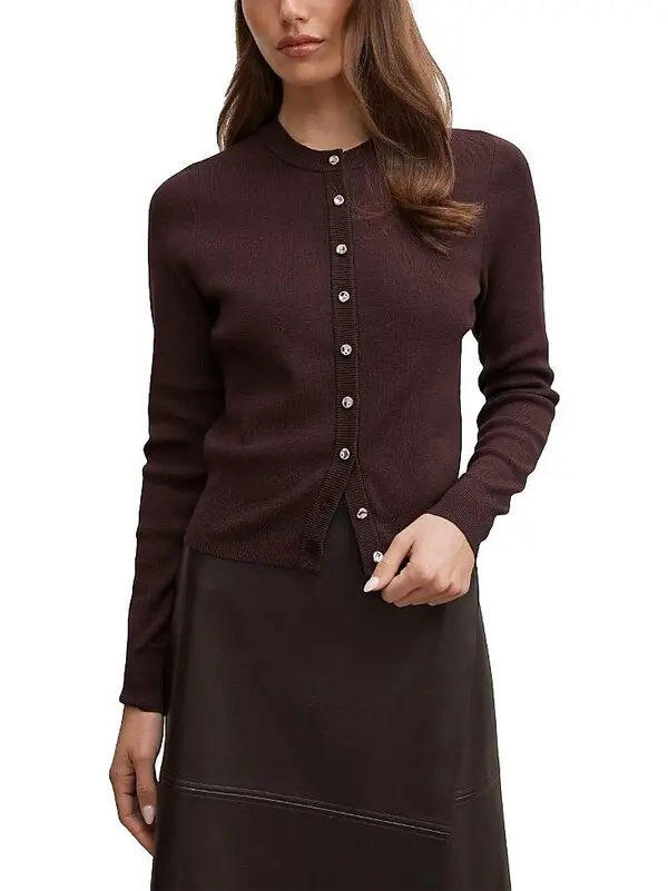 EVER NEW Rylee Crew Neck Cardigan - Chocolate