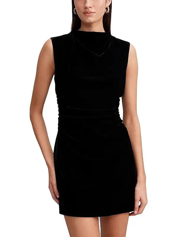 EVER NEW Iris High Neck Velvet Mini Dress - Black