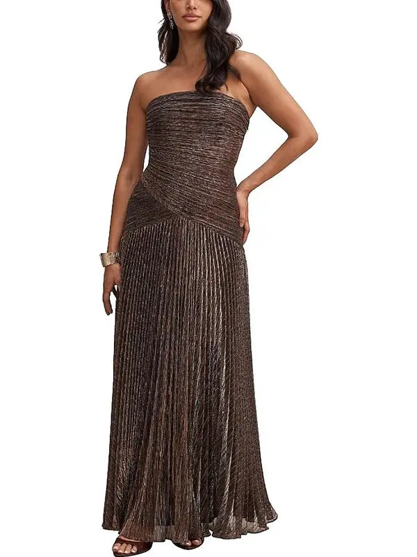 EVER NEW Sofia Strapless Plisse Maxi Dress - Bronze