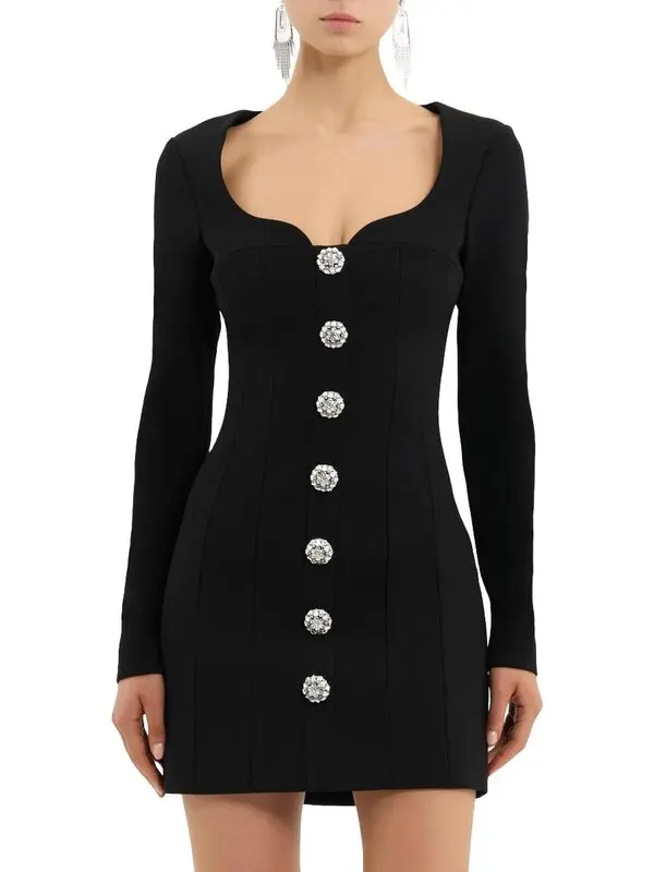Rebecca Vallance Annaleigh Diamanté Minidress - Black