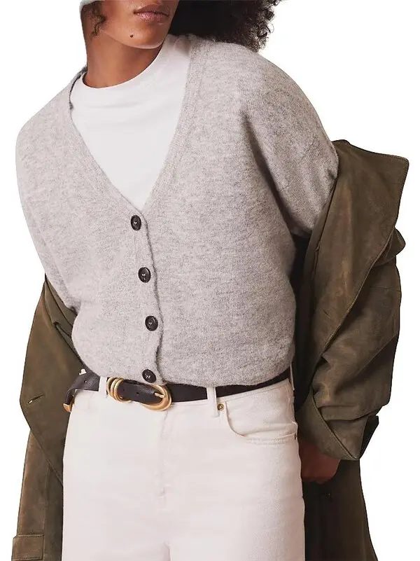 Mint Velvet V-neck Knit Cardigan - Grey