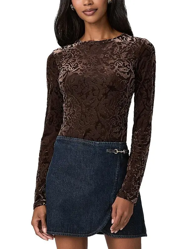 Paige Chelle Velvet Burnout Top - Hickory