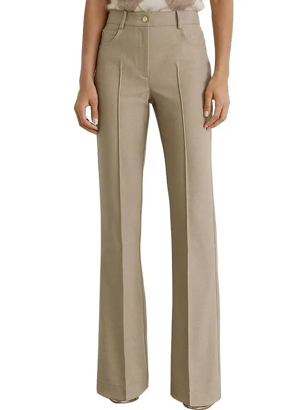 REISS Petite Sofia Flared Twill Pants - Neutral