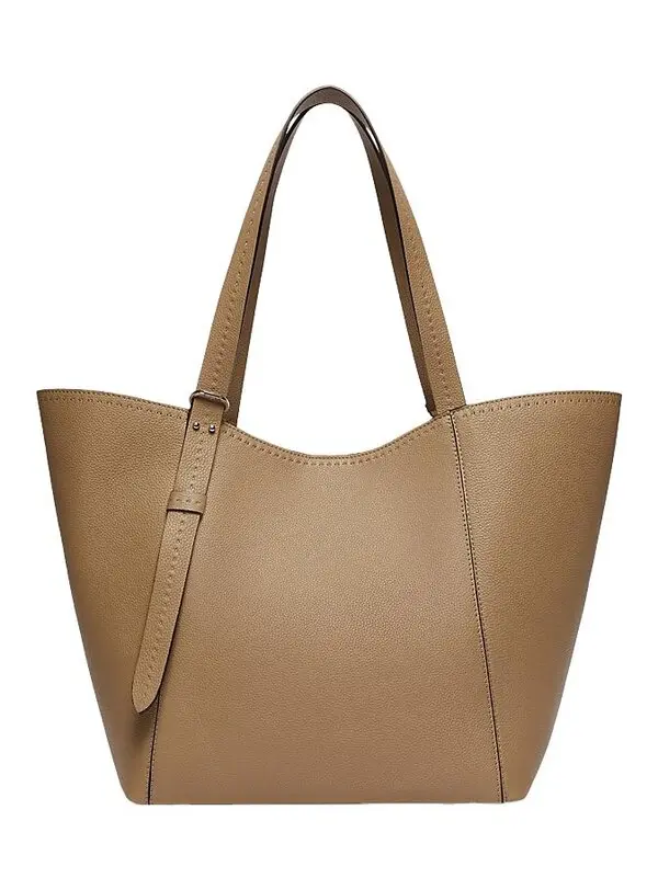Max Mara Archetipo Tumbled Calfskin Trapezoid Tote - Mud