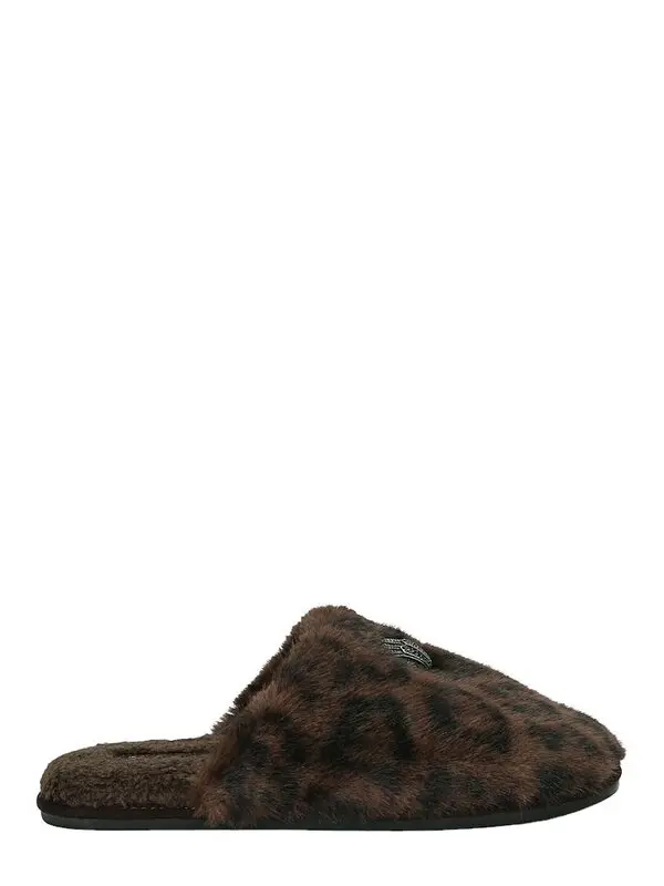 Kurt Geiger Kensington Faux Fur Slippers - Medium Brown