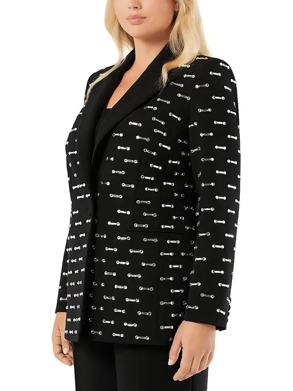 Marina Rinaldi Geometric Rhinestone Blazer - Black