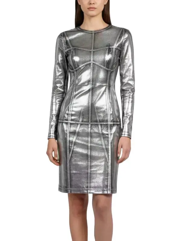 Patrizia Pepe Long-sleeve Mini Dress - Silver