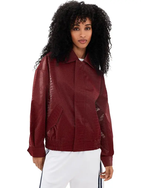 Lioness Kenny Faux Leather Bomber Jacket - Cherry