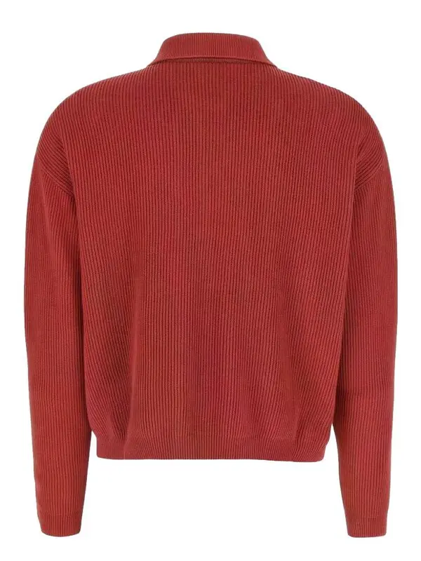 Brunello Cucinelli Ribbed-knit Polo Shirt - Red