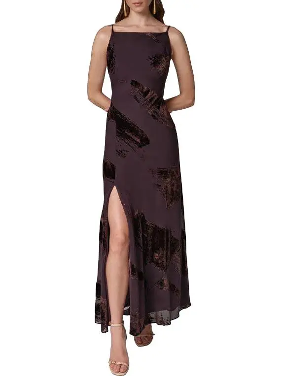 Donna Karan New York Flocked Velvet Cocktail Dress - Brown