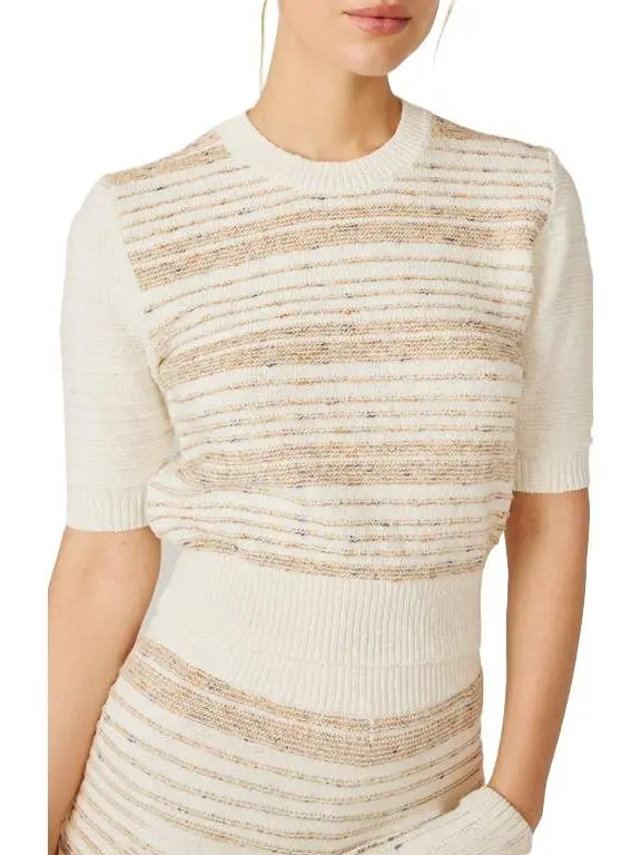 ALMA EN PENA Striped Knit Top - Beige