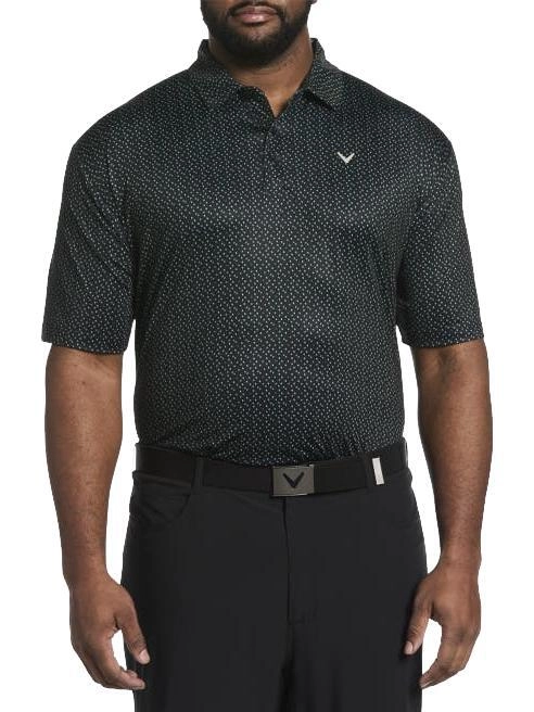 CALLAWAY Big & Tall All Over Score Golf Print Polo Shirt - Black