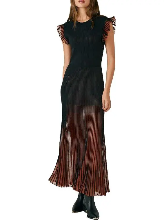 ALMA EN PENA Ribbed Midi Dress - Black
