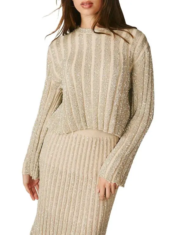 ALMA EN PENA Ribbed Top With Sequins - Silver