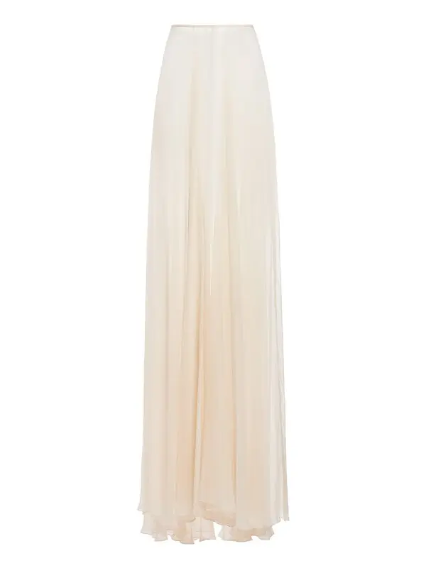 Zuhair Murad Gathered Silk-chiffon Maxi Skirt - Light Grey
