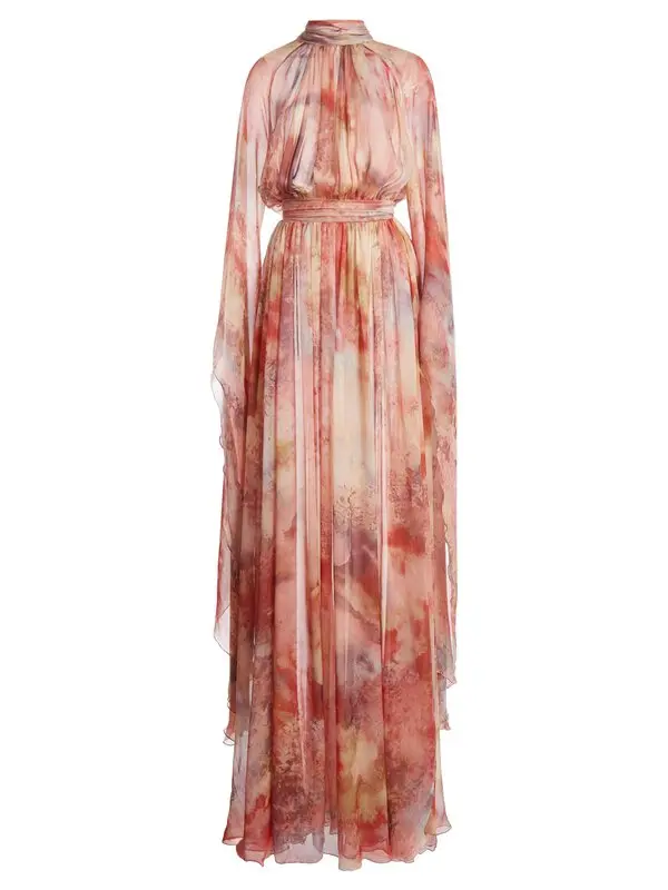 Zuhair Murad Draped Silk-charmeuse Maxi Dress - Multi