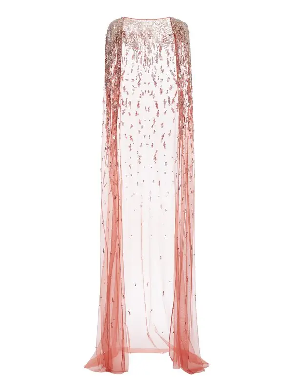 Zuhair Murad Embroidery-embellished Cape - Orange
