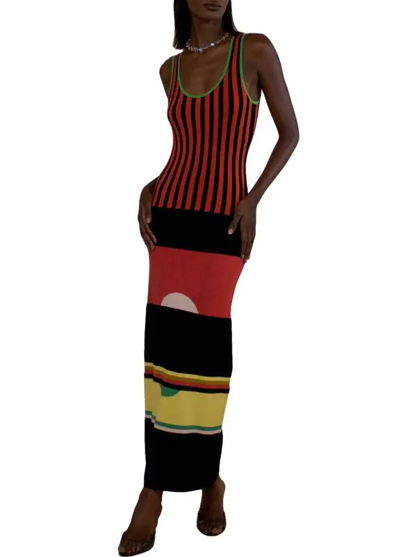 Christopher John Rogers Totem Knit Cashmere Maxi Skirt - Black
