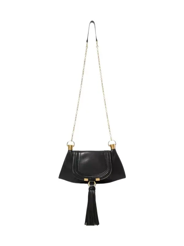 Chloé Mini Marcie Foulard Chain Bag In Soft Leather - Black