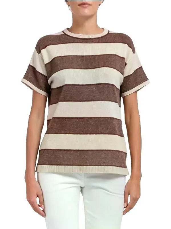 Brunello Cucinelli Striped Short-sleeve Sweater - Neutrals