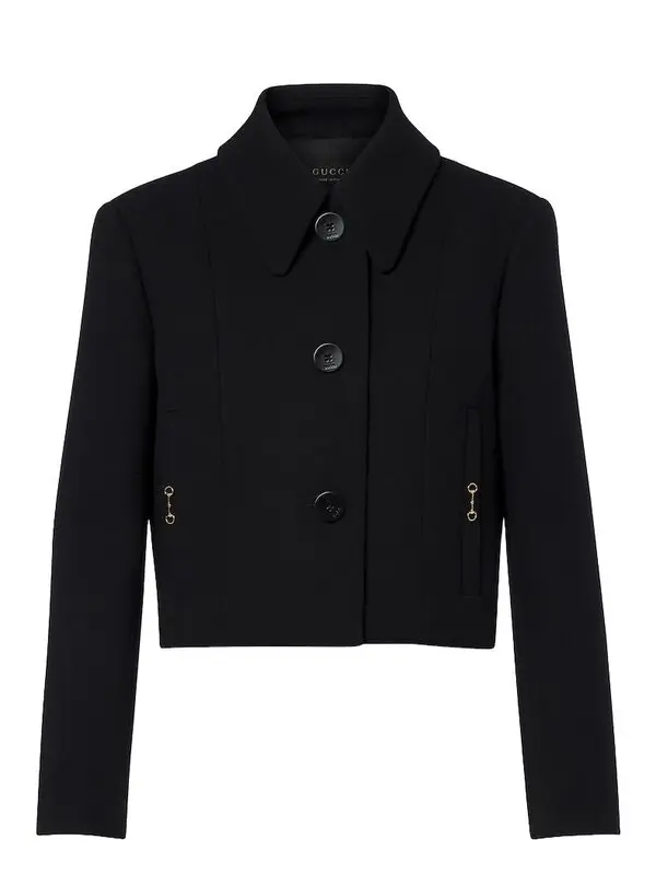 Gucci Horsebit Wool Crêpe Jacket - Black
