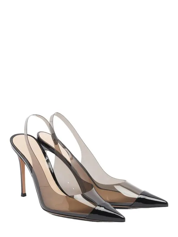 GIANVITO ROSSI Leather-trimmed Pvc Slingback Pumps - Black