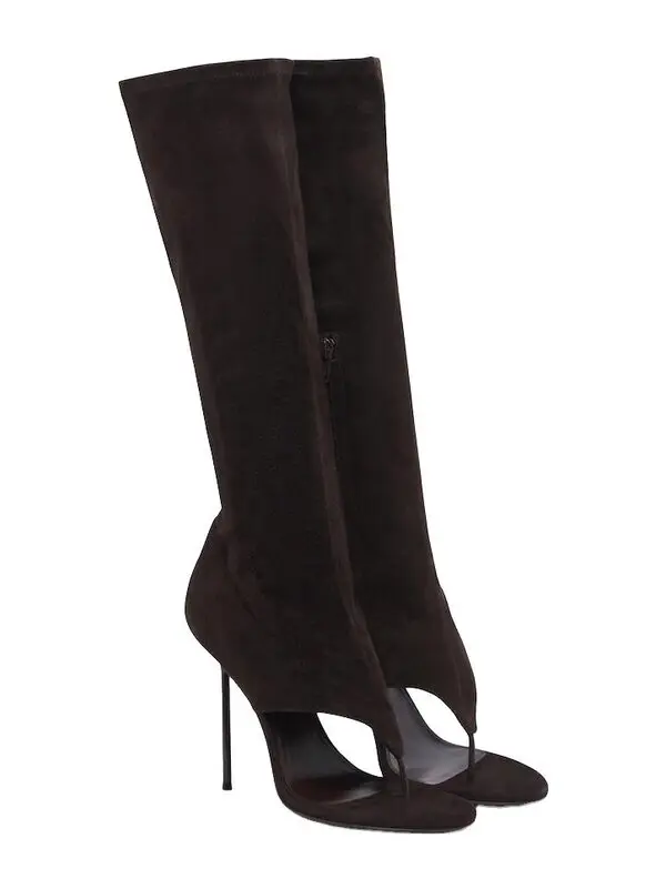 Paris Texas Lidia Cut-out Suede Knee-high Boots - Brown