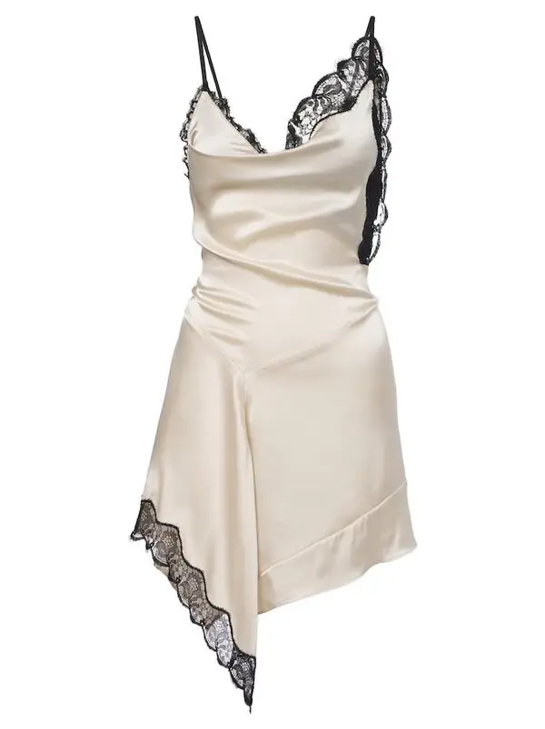 Isabel Marant Étoile Anazia Lace-trimmed Silk-blend Minidress - Beige
